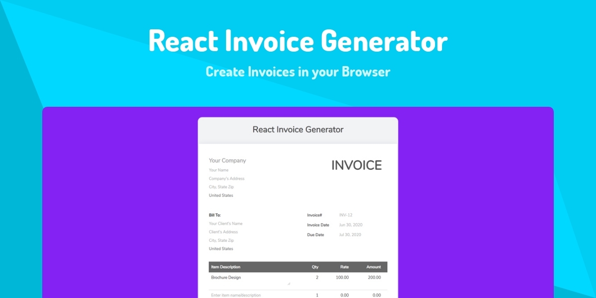 React Invoice Generator Create Invoices In Your Browser Made With